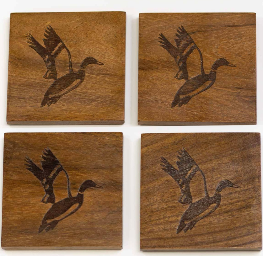 Duck Etched Natural Wood Coasters | Key Farms, LLC